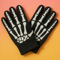 Skull Black Gloves, Gothic Metalic Silver Black Gloves, Skull Crochet ...