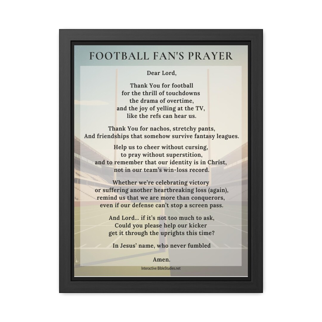 Football Fan's Prayer Framed Poster (18X24) - Etsy