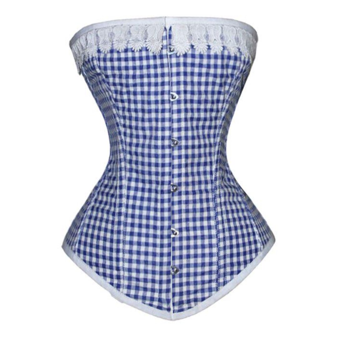 Coruscate Blue Gingham Double Boned Cotton Overbust Corset - Etsy