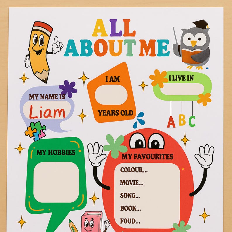 All About Me Poster – Printable PDF (A4 & US Letter) – Preschool ...