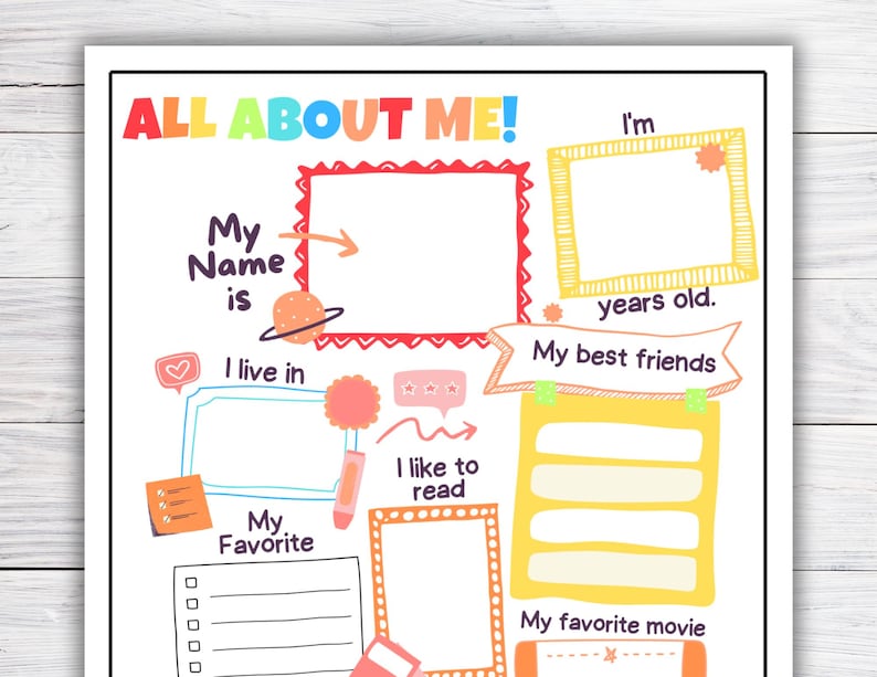 All About Me Poster – Printable PDF (A4 & US Letter) – Preschool ...