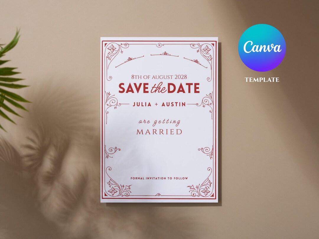 Save the Date Julia - Canva Template - Etsy