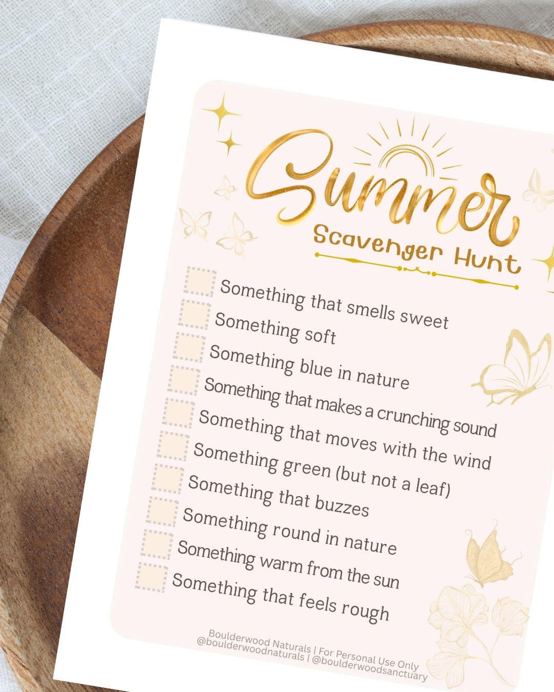 Summer Nature Scavenger Hunt for Kids: Outdoor Family Game (PDF ...