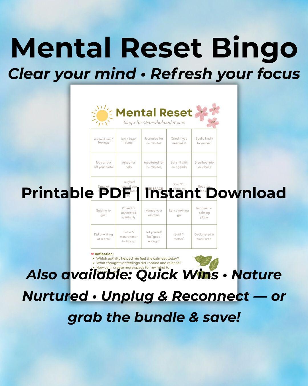 Mental Reset Bingo: Mindfulness Self-care Game (PDF Printable) - Etsy
