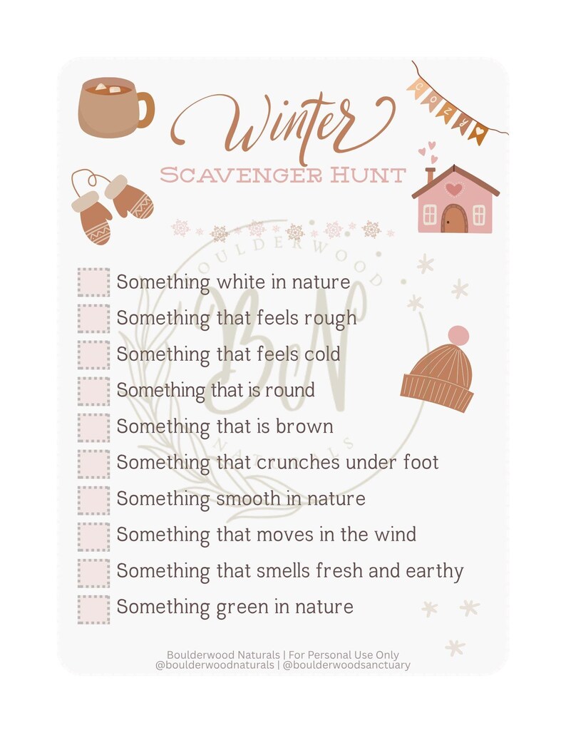 Winter Scavenger Hunt Printable for Kids | Nature Walk Activity ...