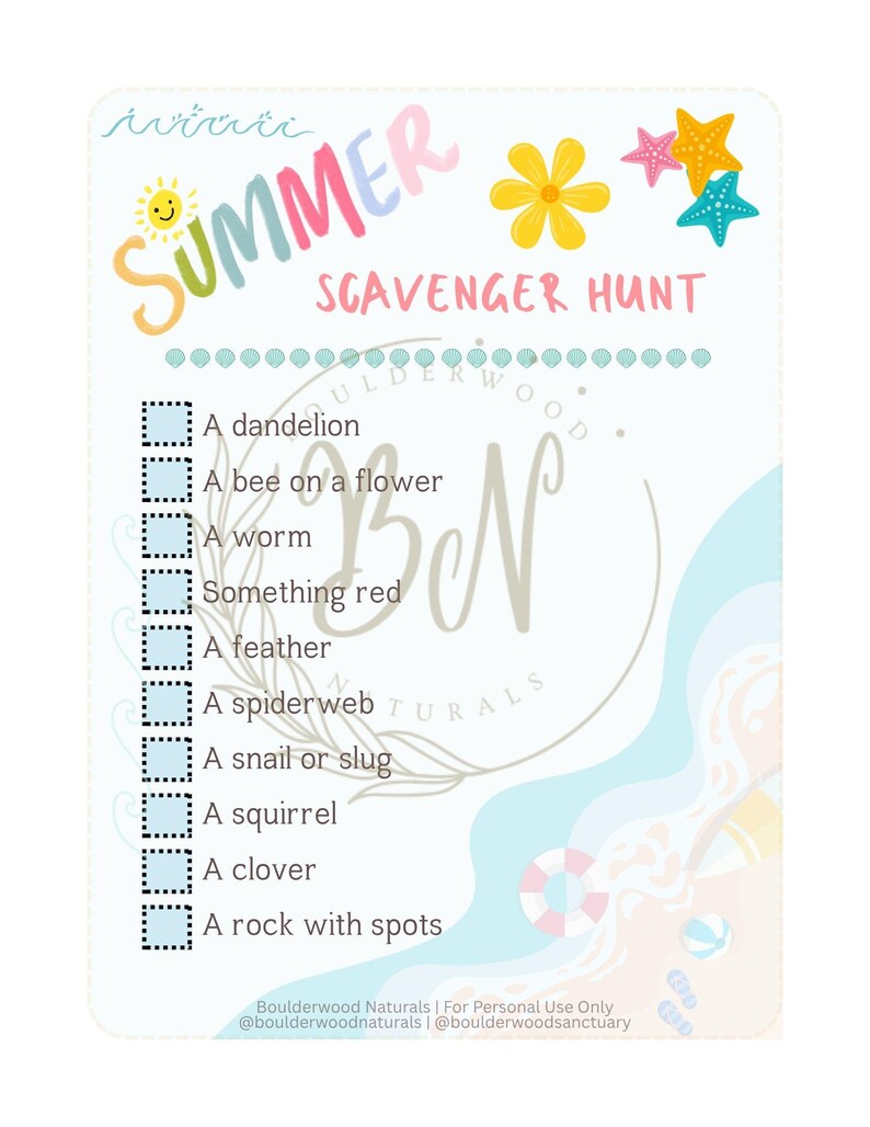 Summer Scavenger Hunt Bundle Printable | 4 Nature Hunts + Bonus Beach ...