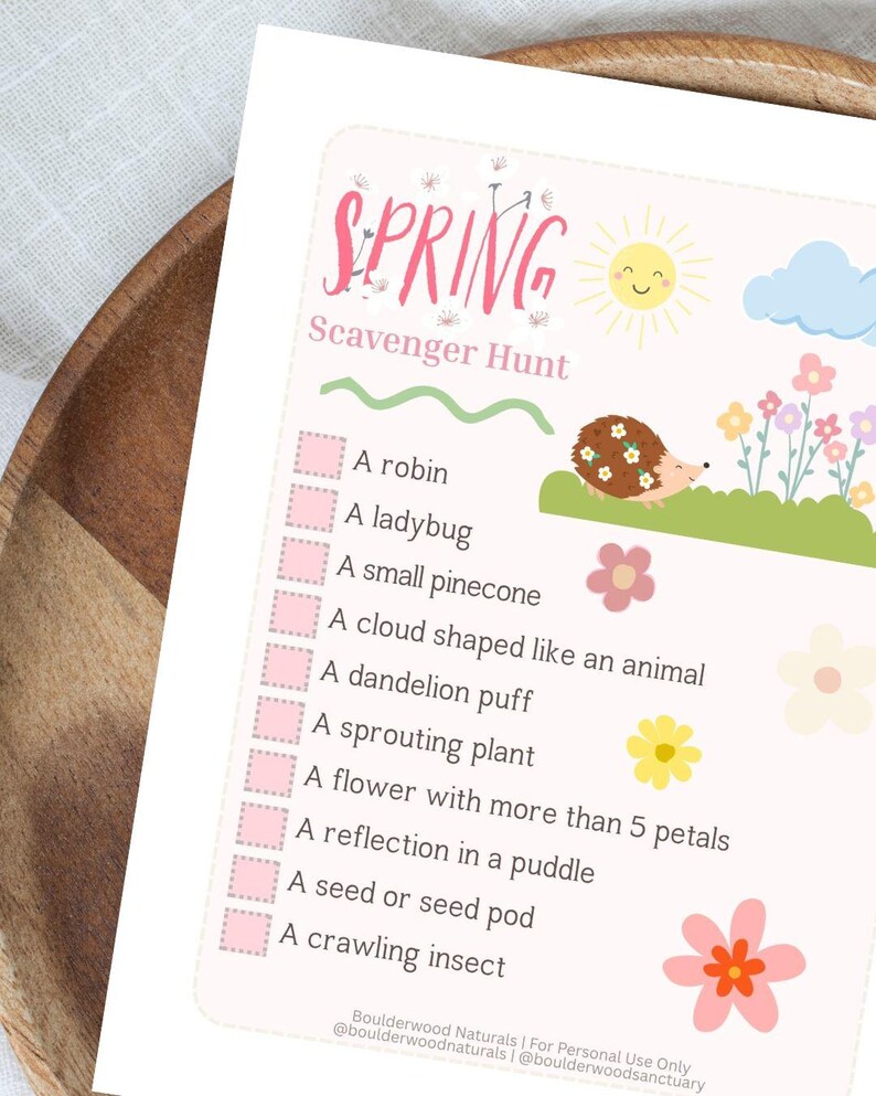 Spring Scavenger Hunt Printable for Kids | Nature Walk Activity ...
