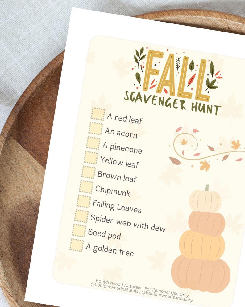 Autumn Scavenger Hunt Printable for Kids | Fall Nature Activity ...