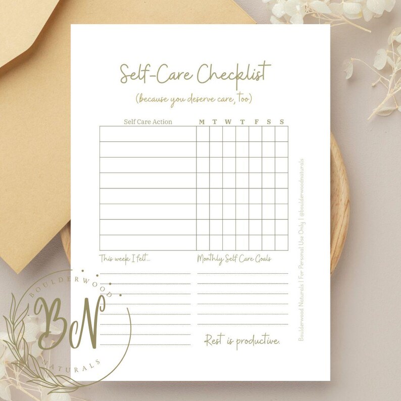 BLANK Printable Self-care Checklist for Moms | Daily & Weekly Self-care ...