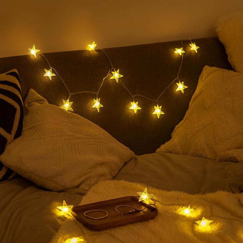 Warm White LED Star String Lights: Fairy Garland, Indoor/outdoor Decor ...