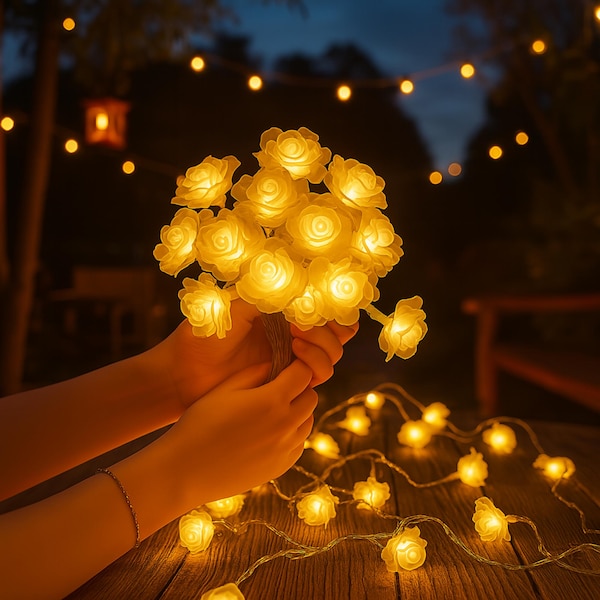 Rose String Lights - Etsy
