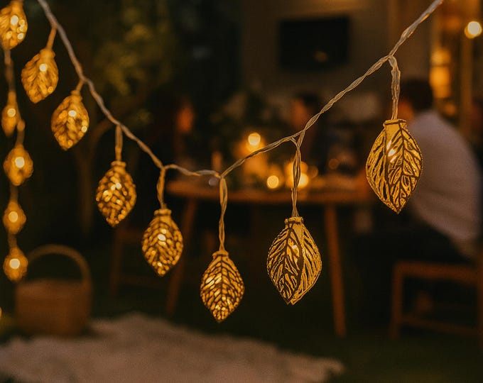 Leaf String Lights: Warm White LED Fairy Light Garland - Boho Home ...