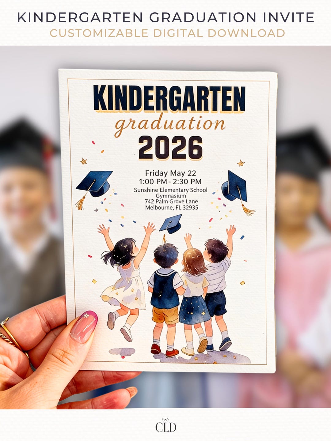 Printable Kindergarten Kids Graduation Invitation (instant Download ...