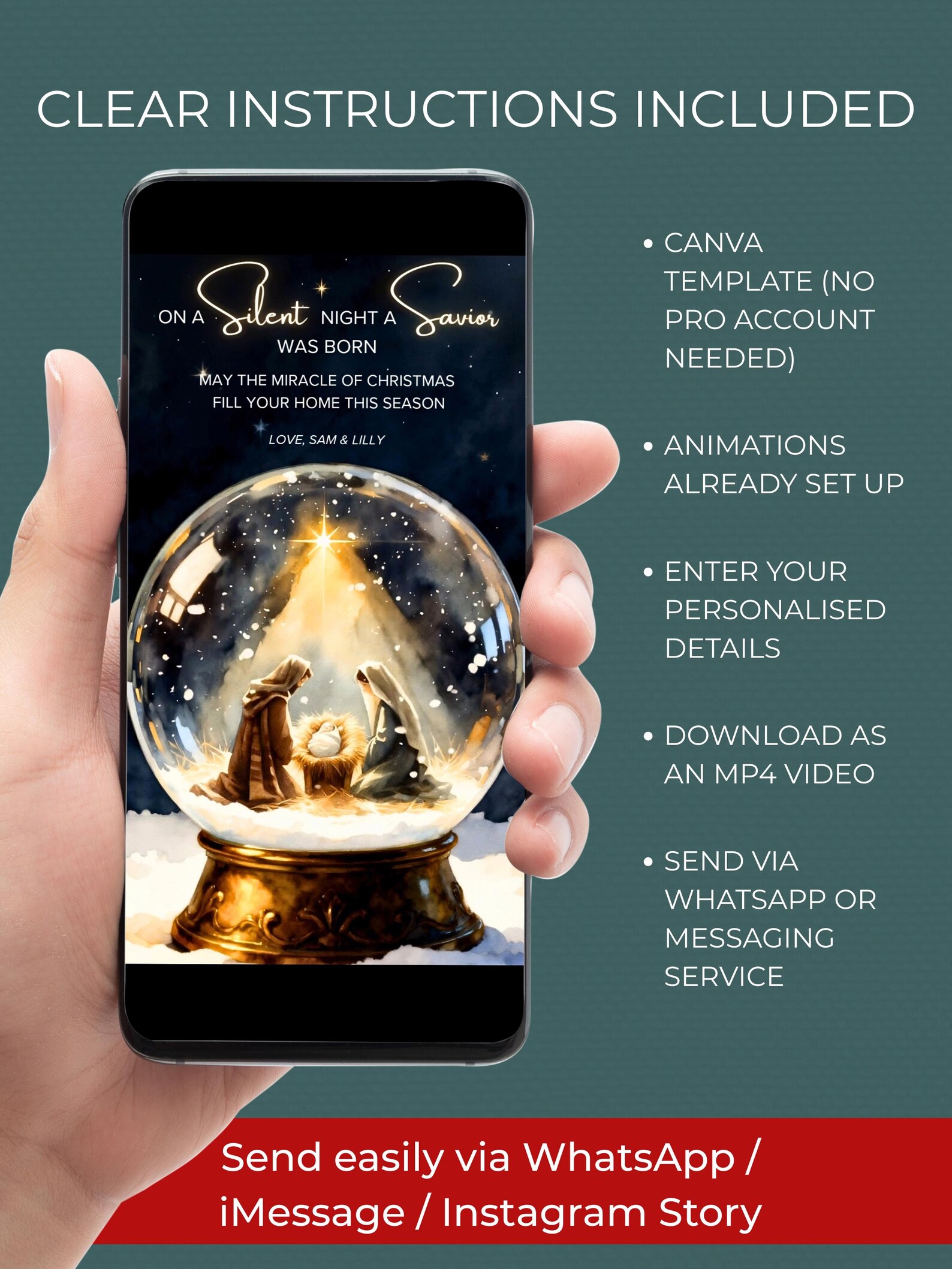 Animated Nativity Snow Globe Christmas Card - Religious Faith-based ...