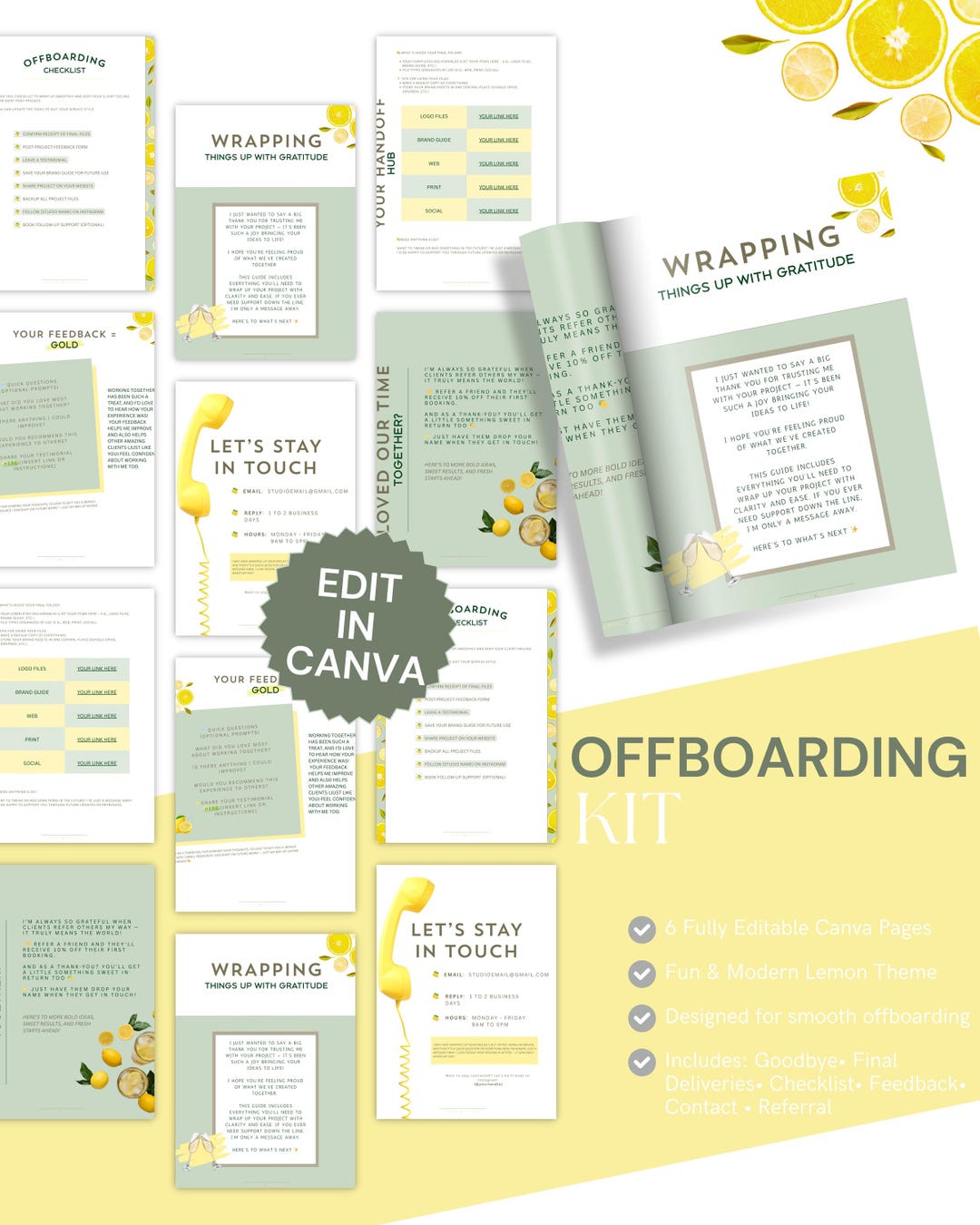 Client Off-boarding Template for Canva - Lemon-themed Goodbye Packet ...