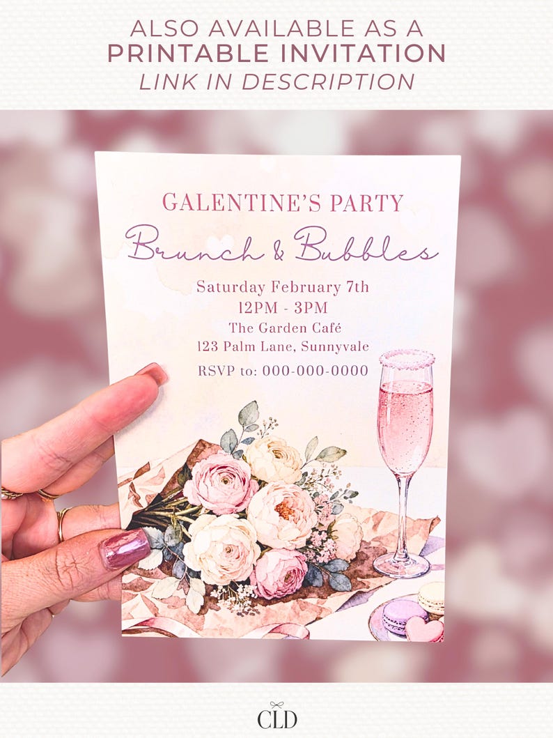 Animated Galentine’s Day Invitation - Brunch & Bubbles Evite (custom ...