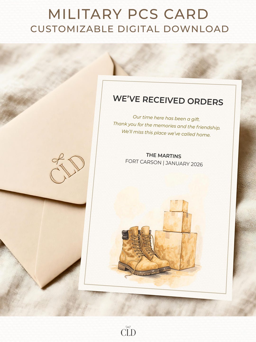 Military Uniform Moving PCS Card Announcement - Custom US Army Family ...