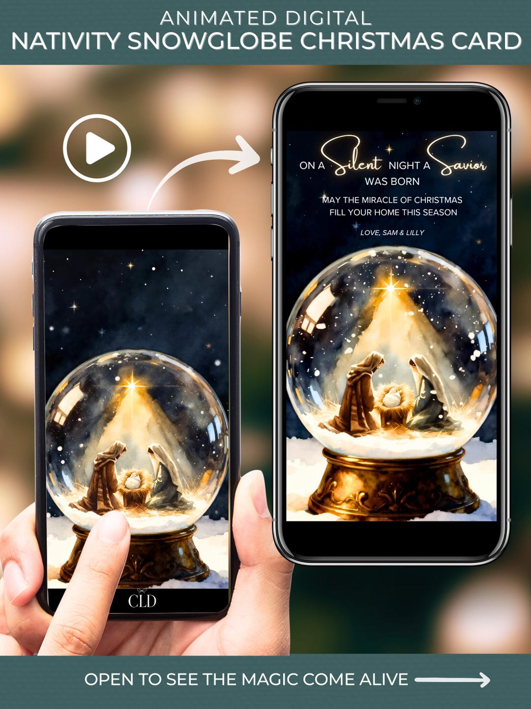 Animated Nativity Snow Globe Christmas Card - Religious Faith-based ...