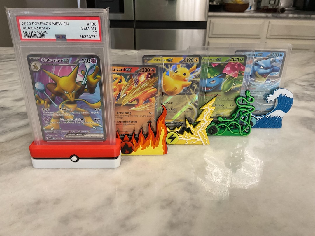 Pokemon Card Stand 3D: PSA Graded, Top-loader and Loose Card Display (5 ...