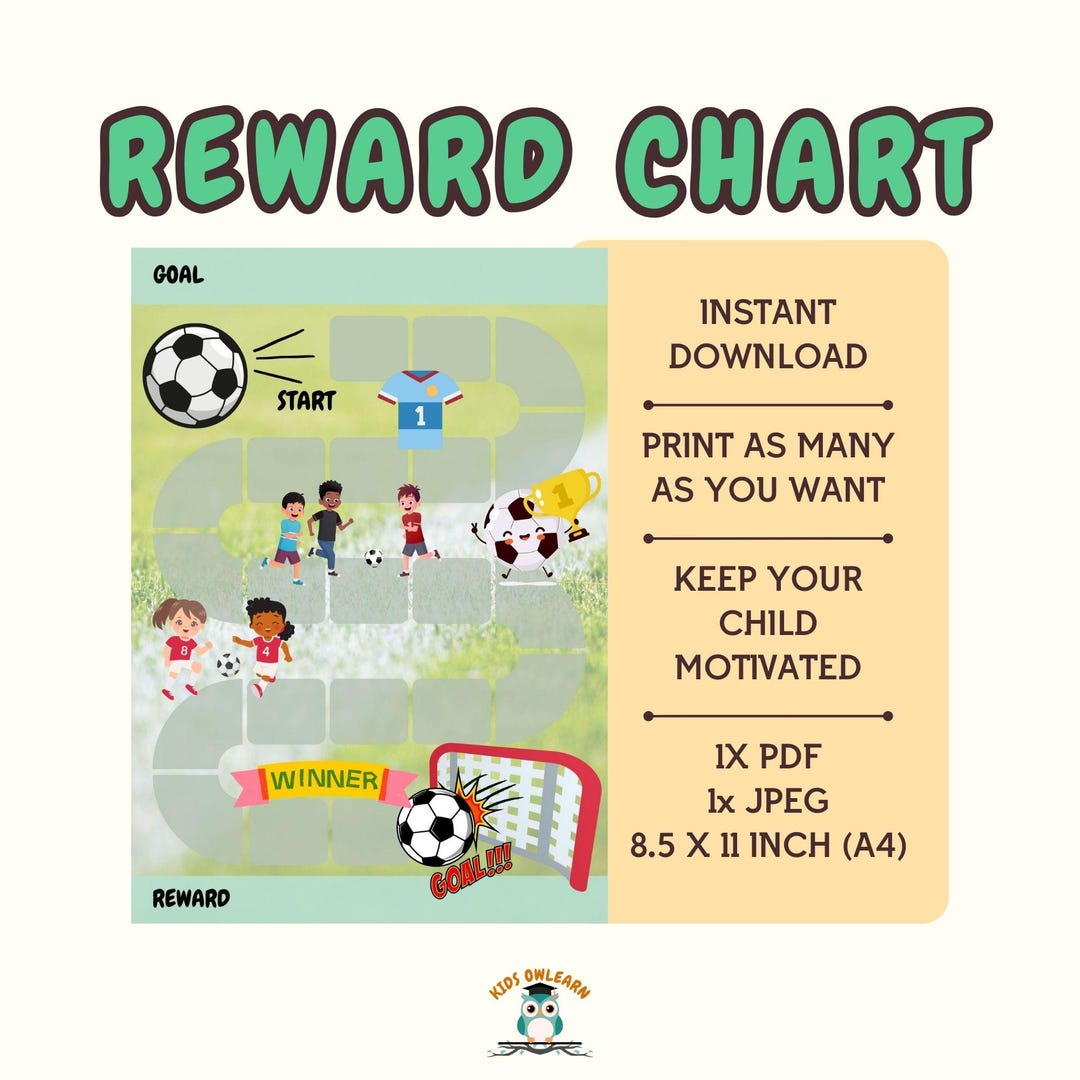 Soccer Reward Chart for Kids | Printable Goal Tracker | Football ...