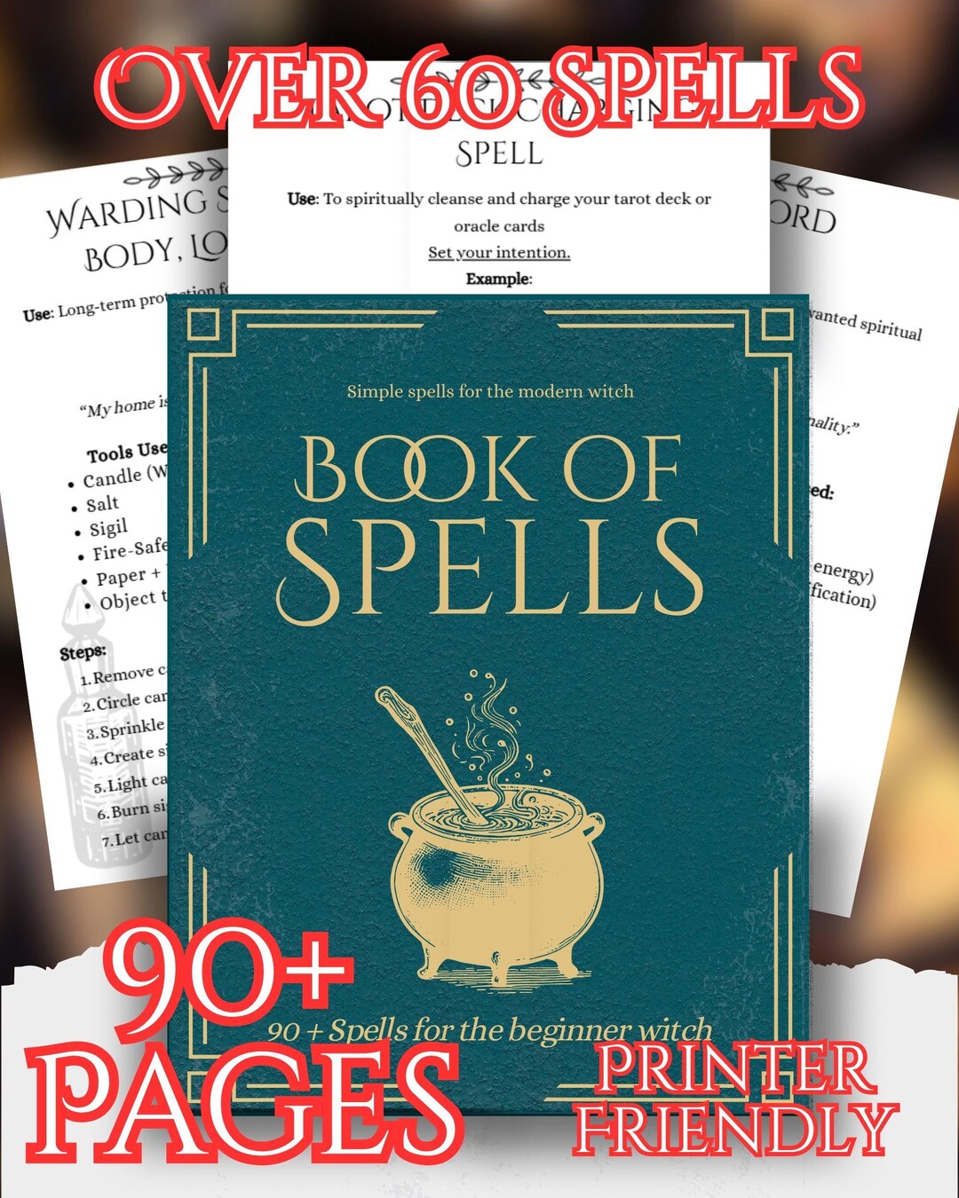 Beginner Witchcraft Spell Book: 60+ Magic Spells (printable PDF ...