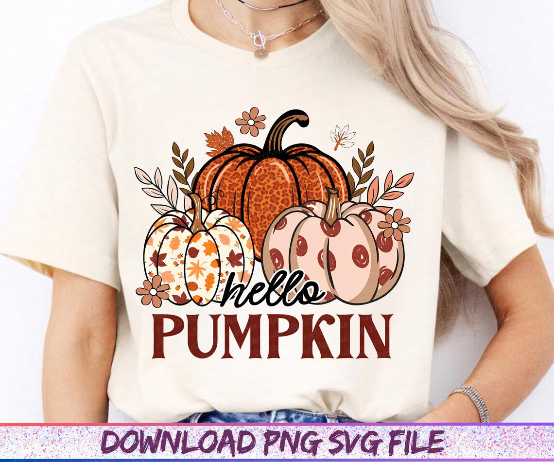 Hello Pumpkin Png, Fall Vibes Png, Boho Floral Fall Png, Hey There ...