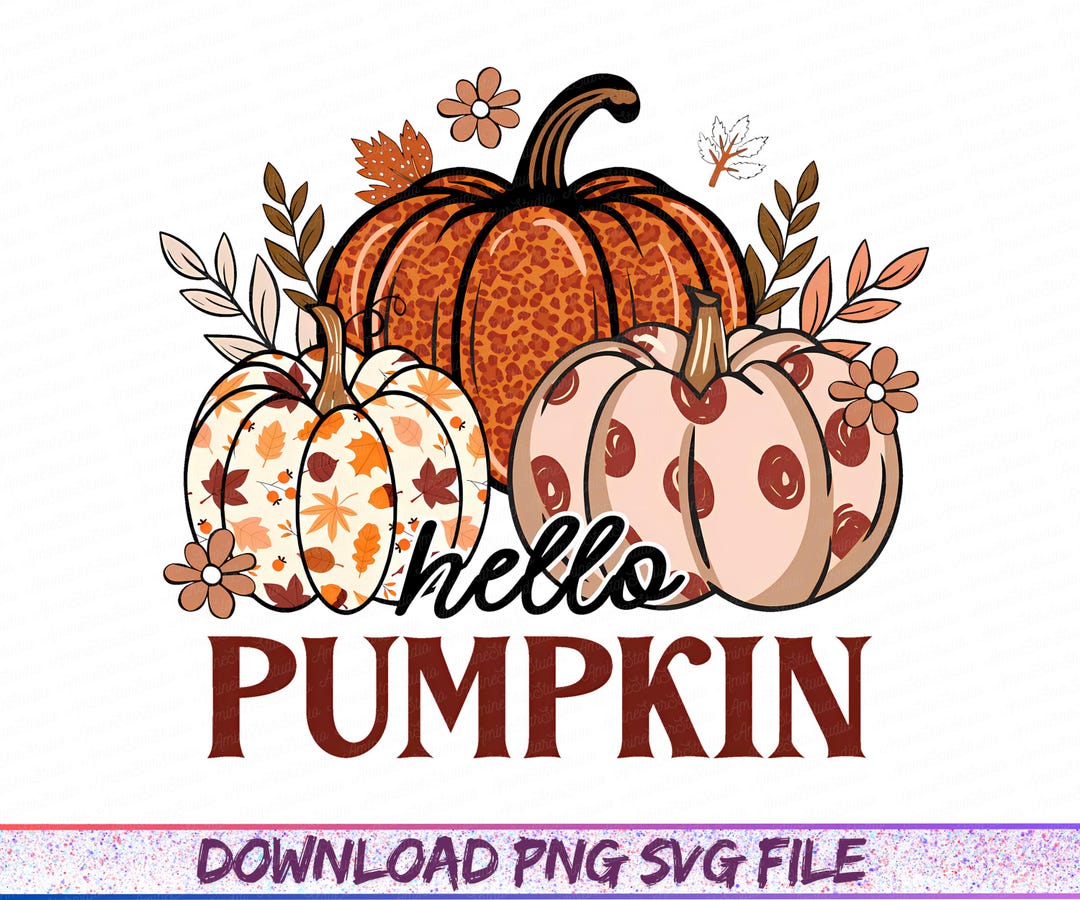 Hello Pumpkin Png, Fall Vibes Png, Boho Floral Fall Png, Hey There ...