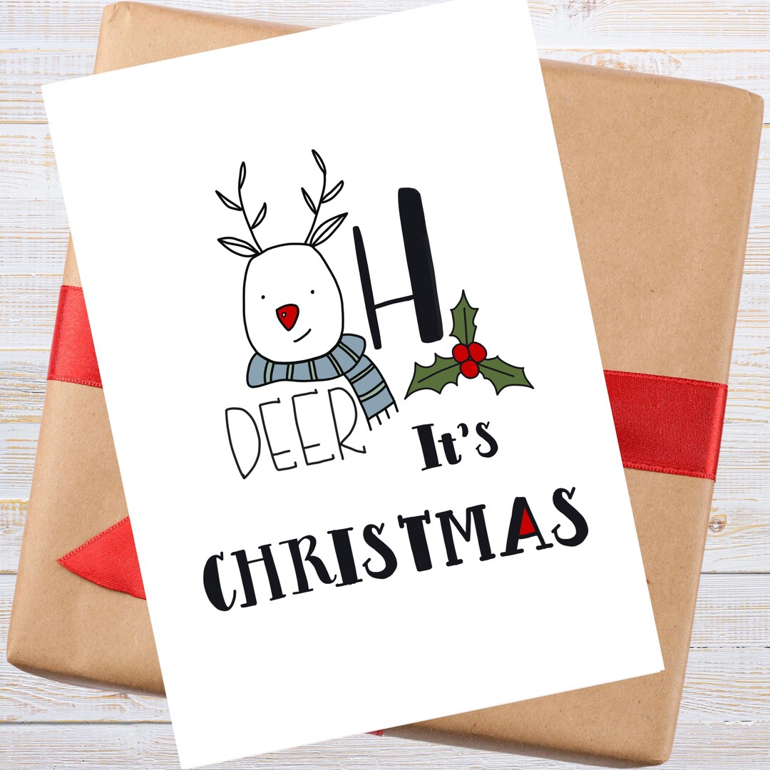 Funny Christmas Card | Oh Deer It’s Christmas | Card With Envelope ...