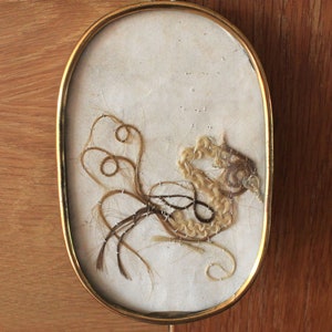 Antique HUMAN HAIR Art / Victorian Mourning Hairwork / Figural Hair ...