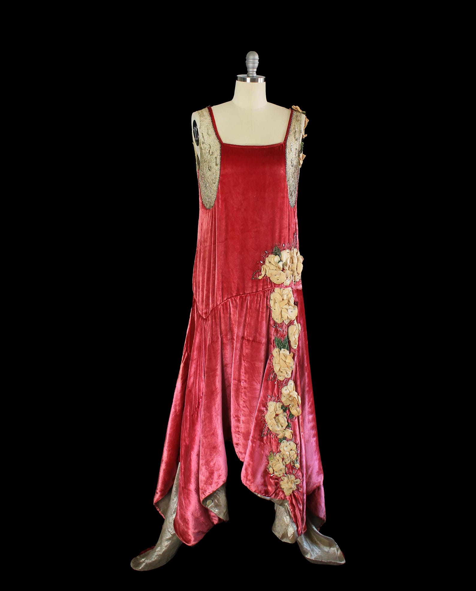 RARE 1920s Dress / 20s Pink Panne Velvet ROBE De STYLE Dress / Gold ...