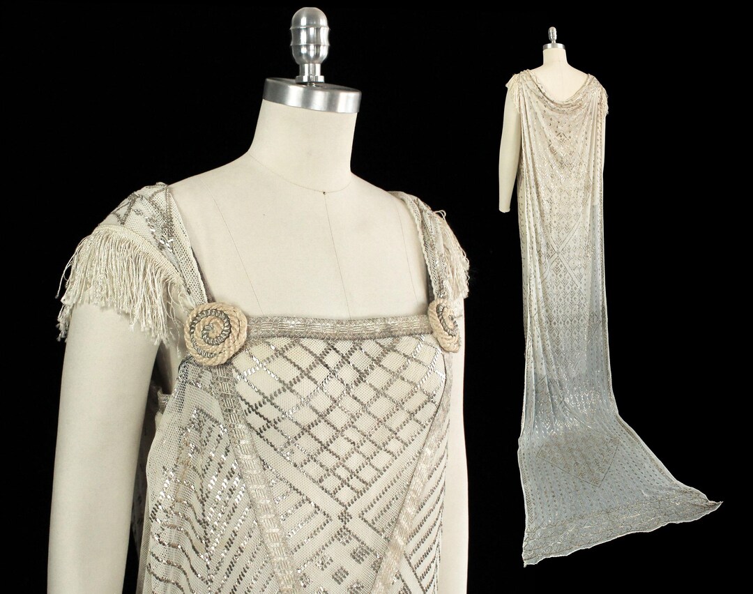 RARE Antique 1920s Dress / ASSUIT 20s Flapper Wedding Dress / White Net ...