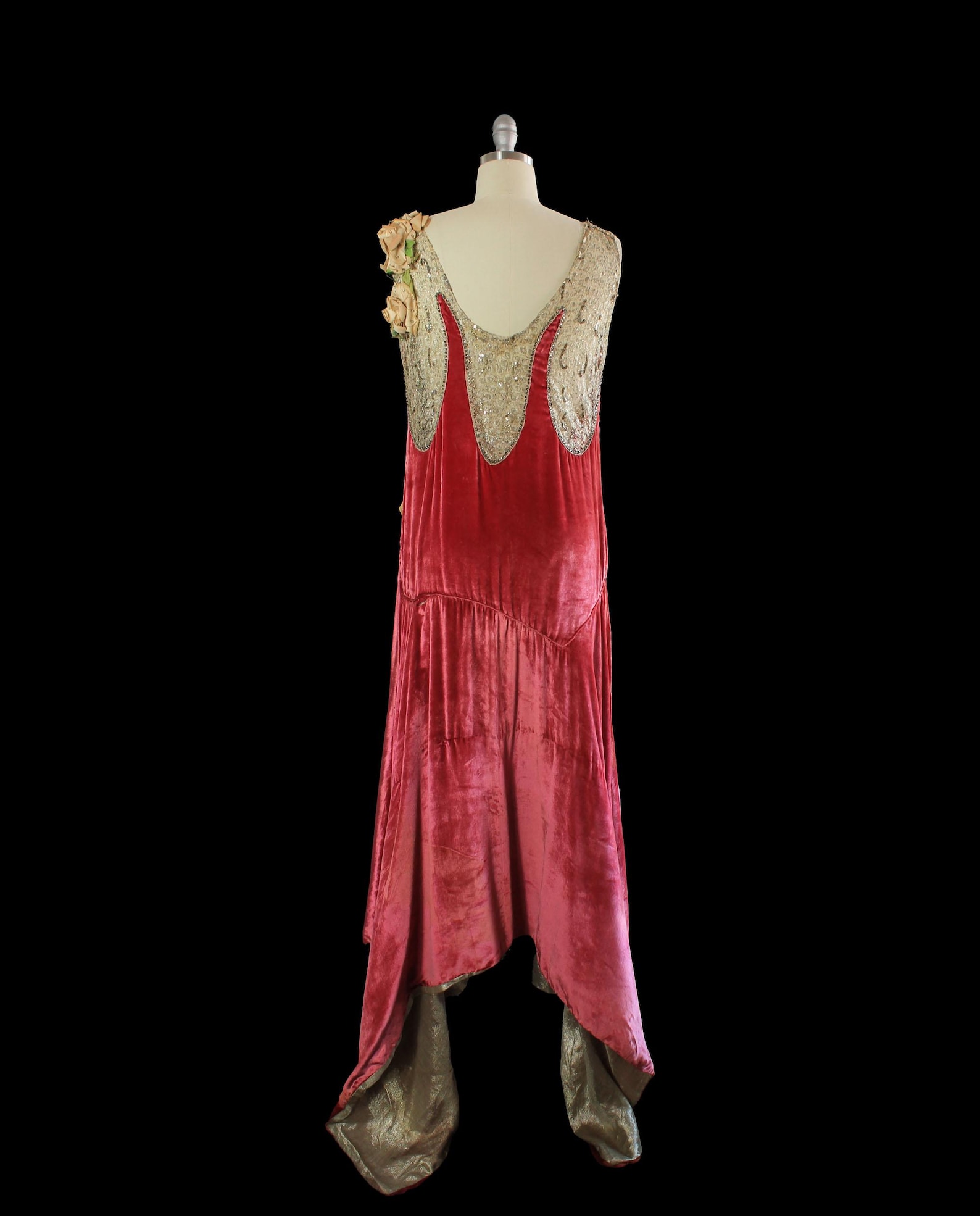 RARE 1920s Dress / 20s Pink Panne Velvet ROBE De STYLE Dress / Gold ...