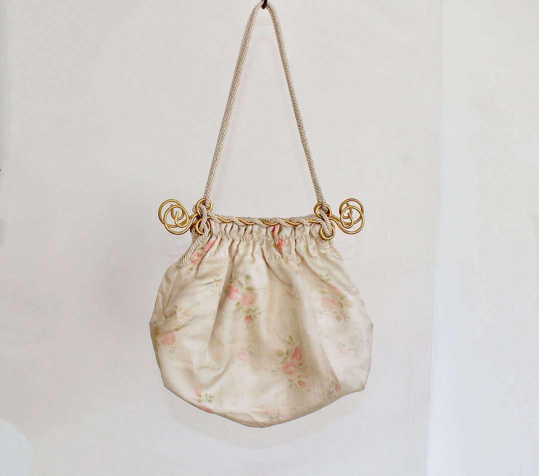 Antique Wedding Purse / 1910s-20s Cream Satin Handbag With Surrealist ...