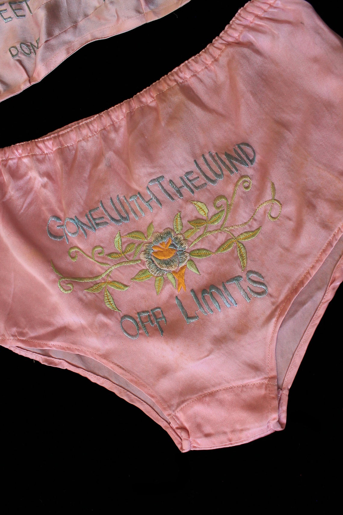 RARE 1940s WWII Lingerie Set / 40s Novelty Baby Pink Satin Bra - Etsy