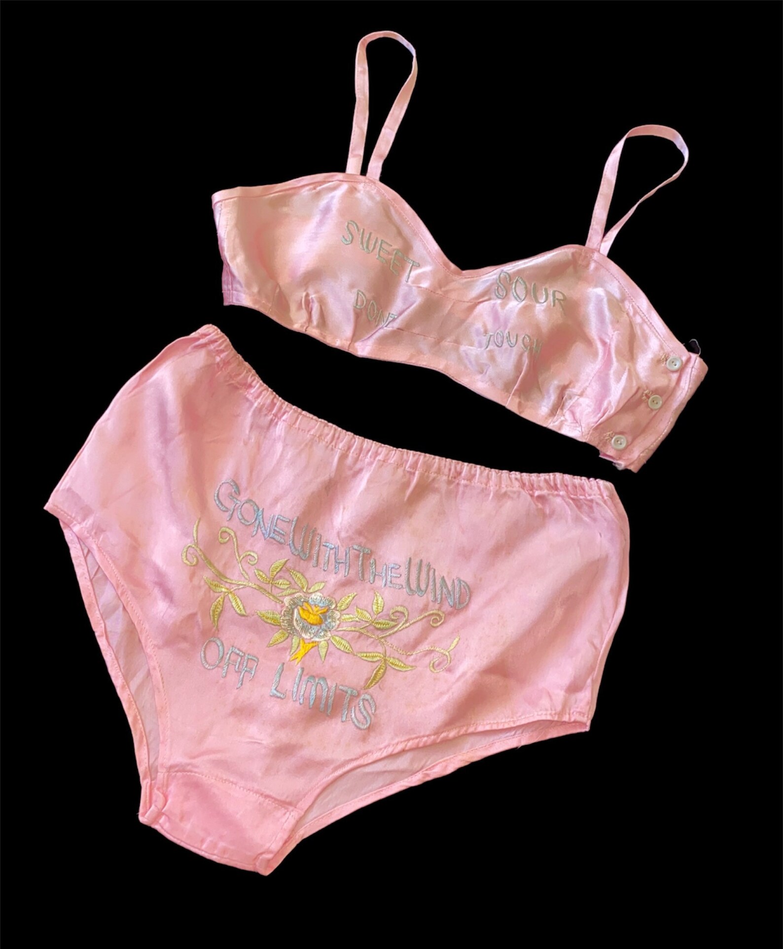 RARE 1940s WWII Lingerie Set / 40s Novelty Baby Pink Satin Bra - Etsy