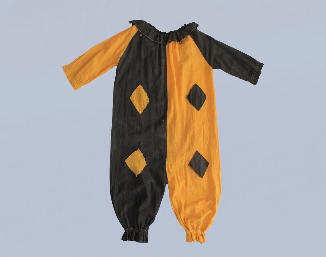 Antique Halloween Costume /1920s Clown Suit / 20s Jumpsuit Yellow and ...