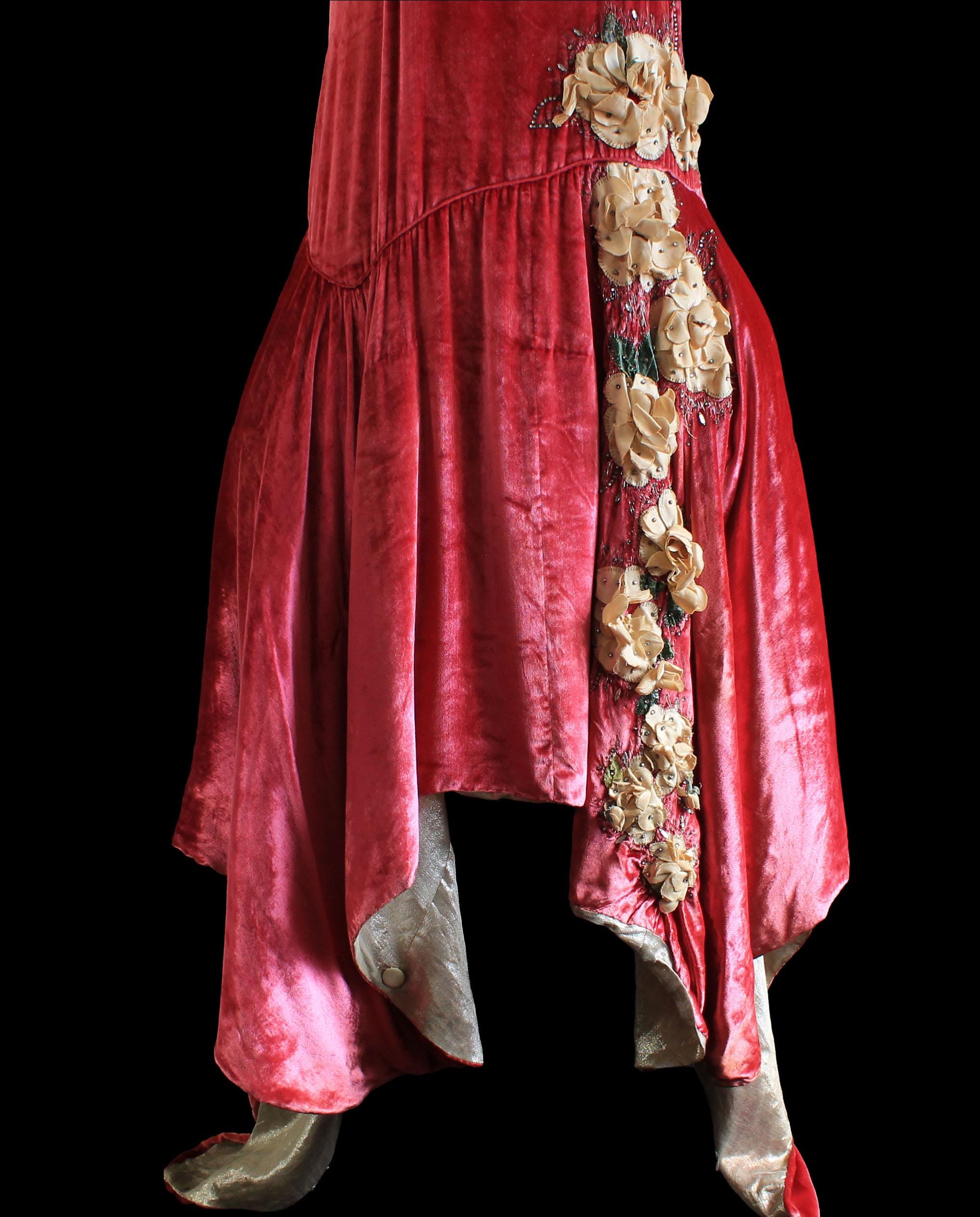 RARE 1920s Dress / 20s Pink Panne Velvet ROBE De STYLE Dress / Gold ...