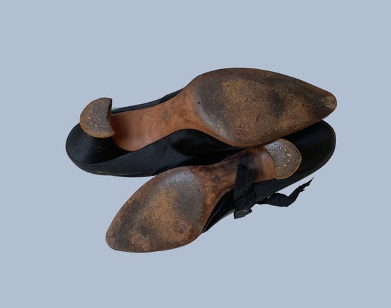 RARE Antique Wiener Werkstatte Shoes / Black Silk wit… - Gem