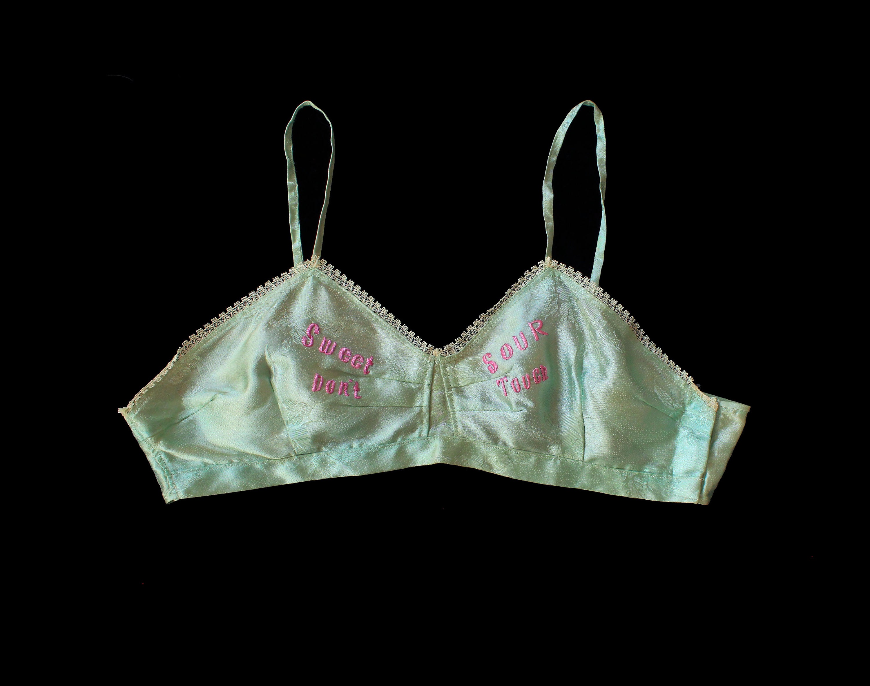RARE 1940s Lingerie Set / 40s WWII Satin Novelty Bra and Panties / "off ...