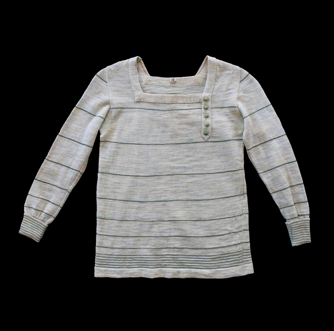 Rare Antique Sweater / 1920s Sportswear Knit Striped Sweater Blouse ...