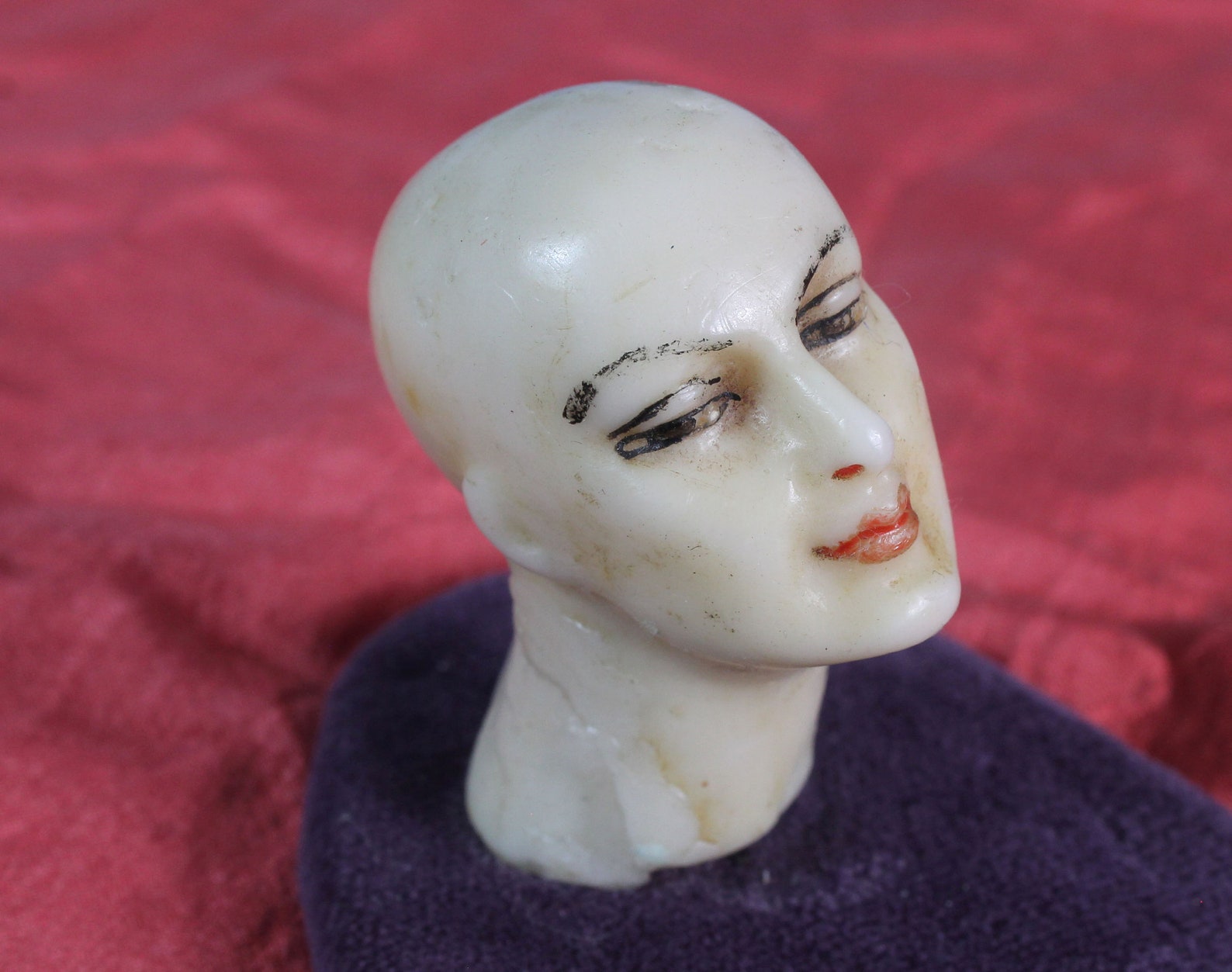 1900s 1910s Wax Lady Head / Hand Painted Antique Wax Female Head on ...