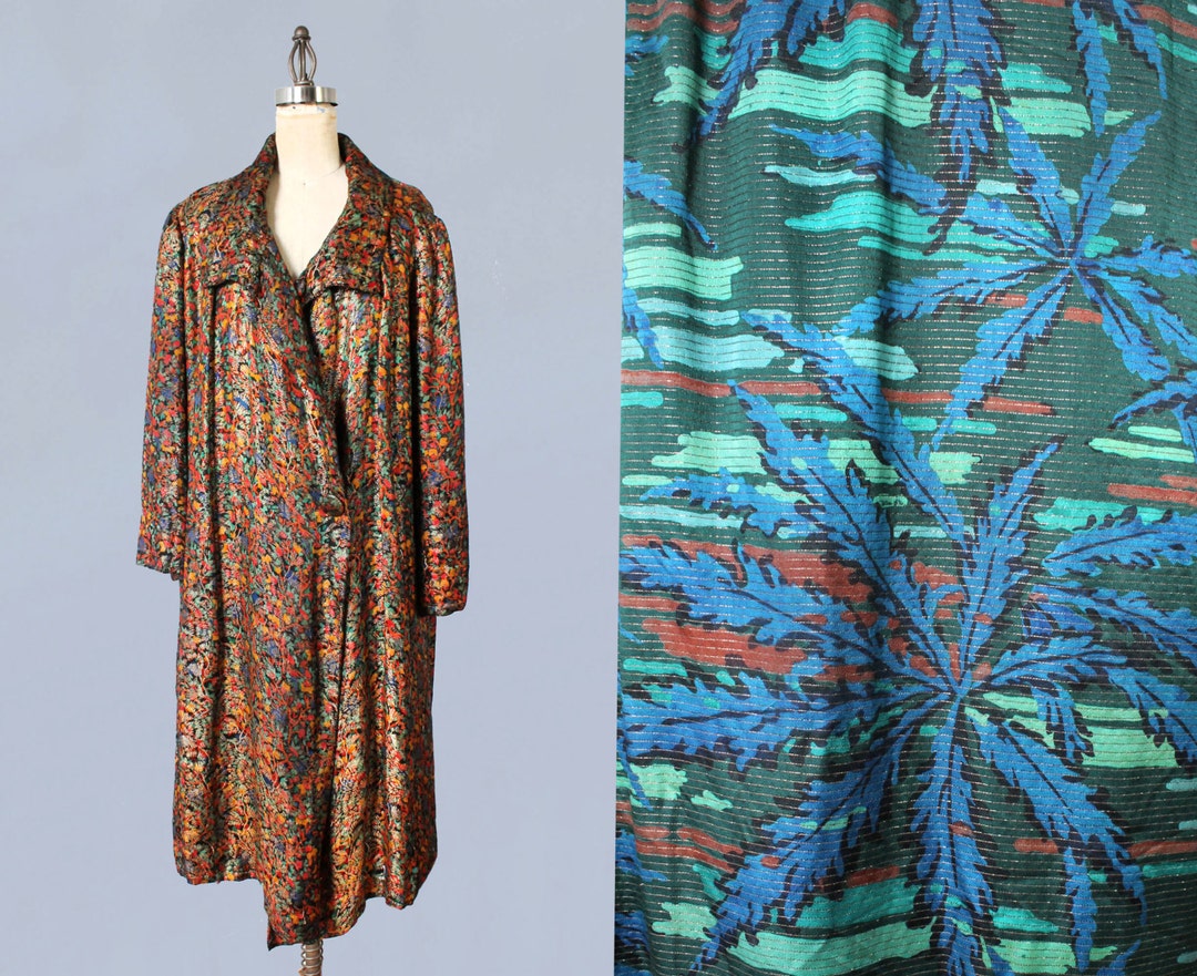 1920s Flapper Coat / 20s Vibrant Colorful Metallic Lamé Coat ...