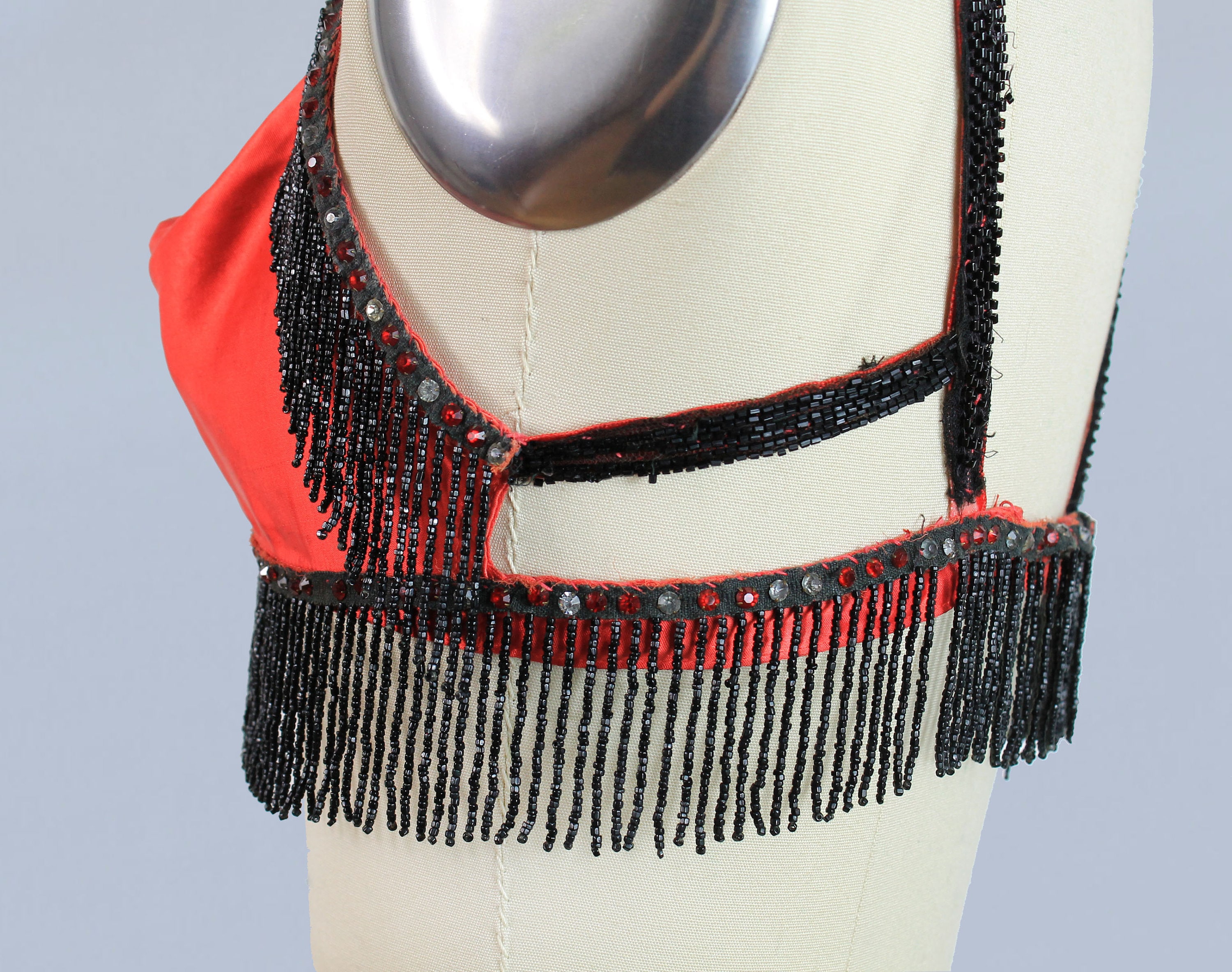 1930s Red Satin Showgirl Bra / Burlesque 30s Beaded Fringe Bra - Etsy