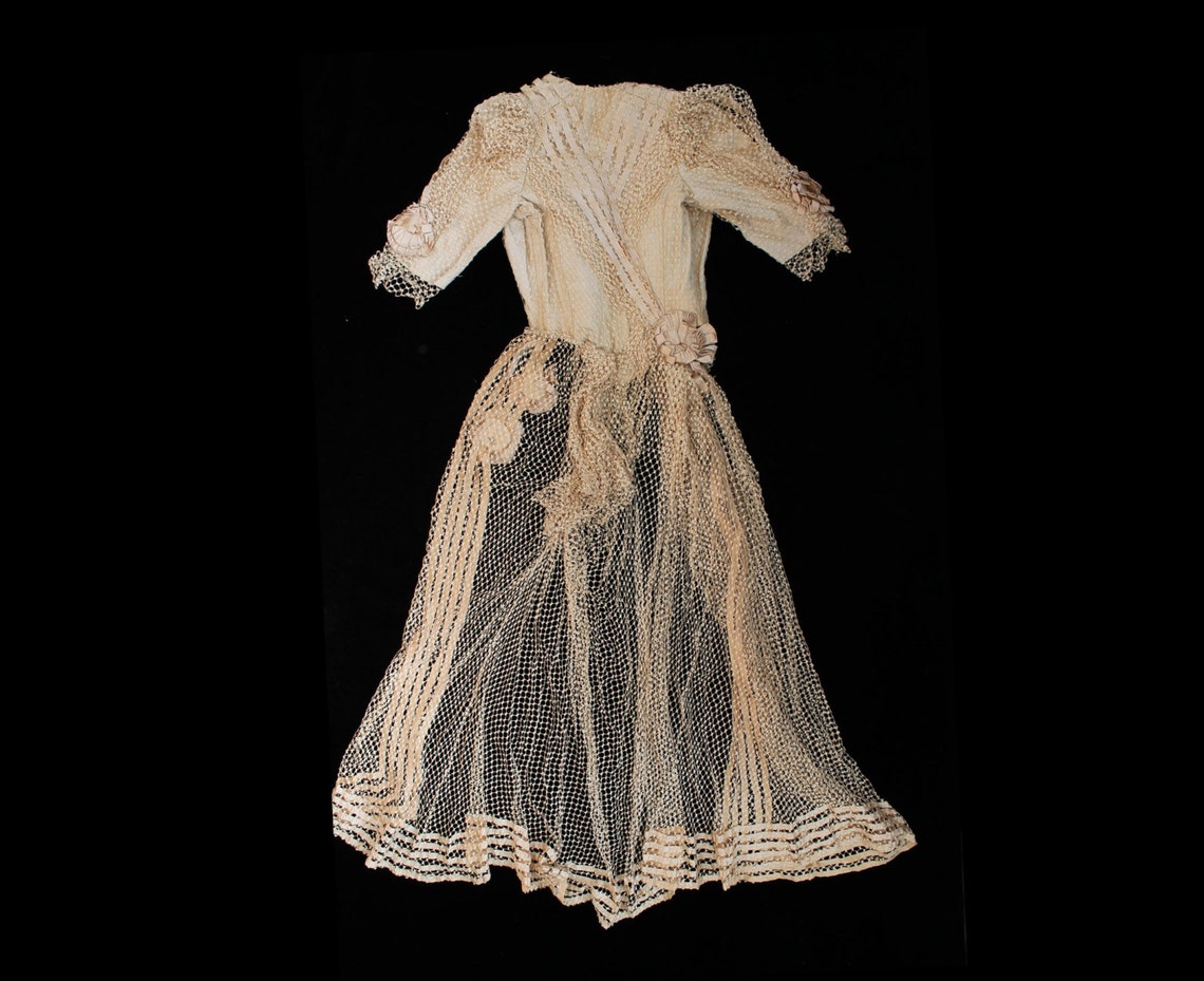 RARE Victorian Net Lace Overdress / 1800s Boned Bodice Dress / Jacket ...