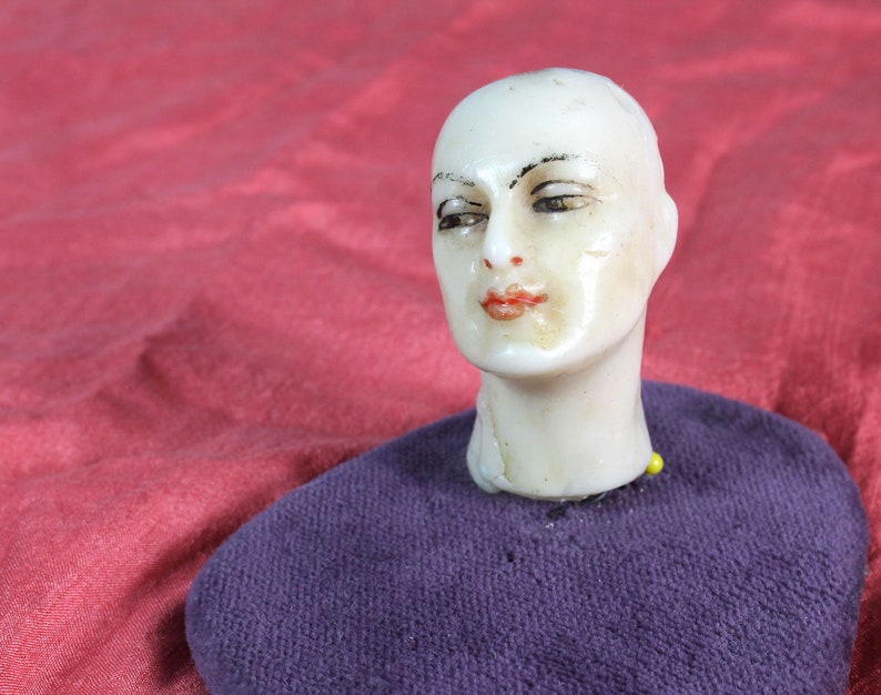 1900s 1910s Wax Lady Head / Hand Painted Antique Wax Female Head on ...