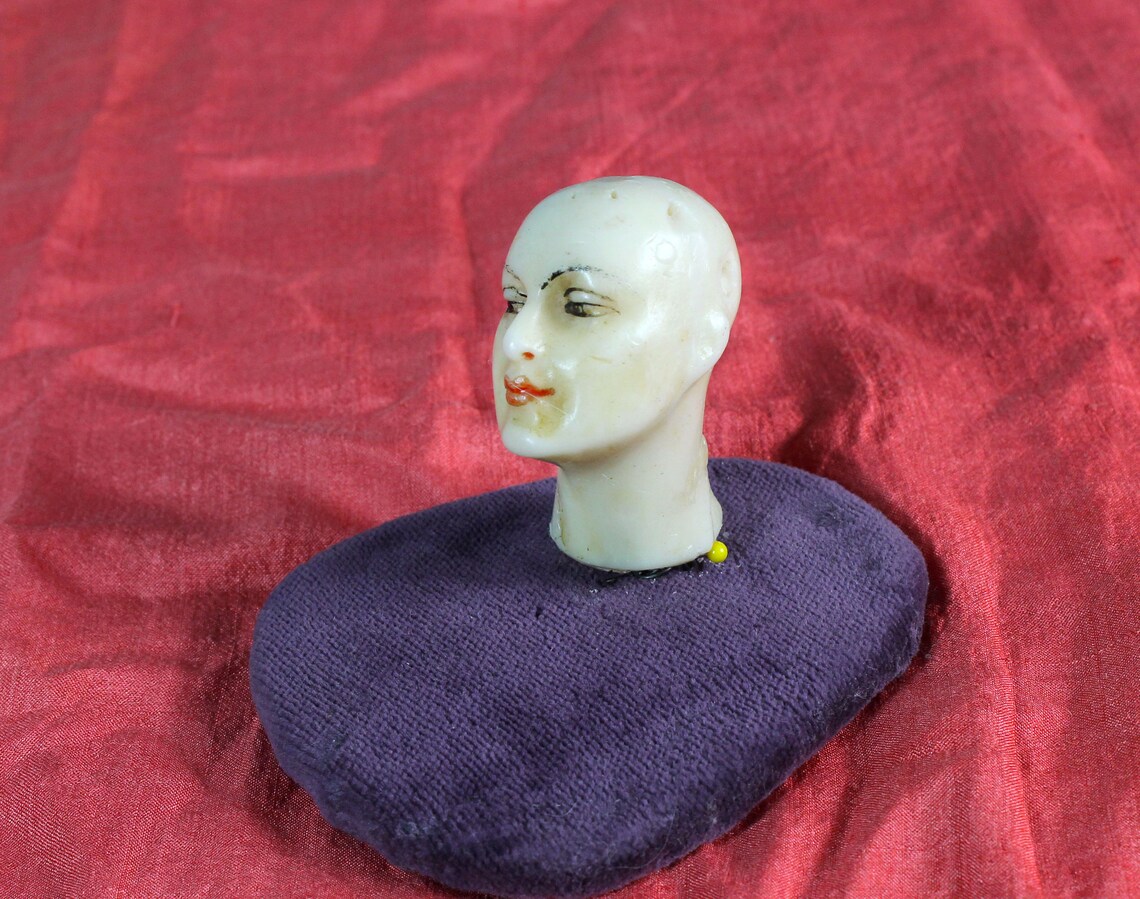 1900s 1910s Wax Lady Head / Hand Painted Antique Wax Female Head on ...