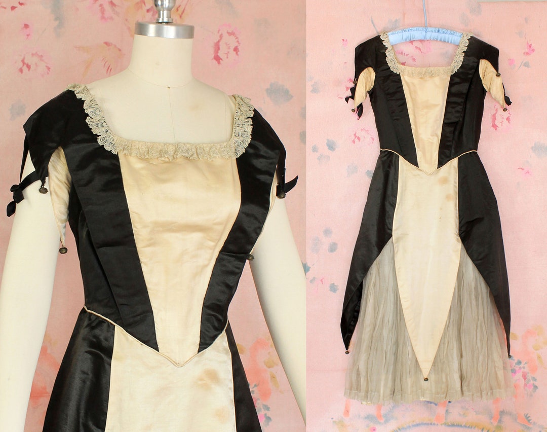 Rare 1920s Dress / Early 20s Pierrette Costume Fancy Dress / Satin ...