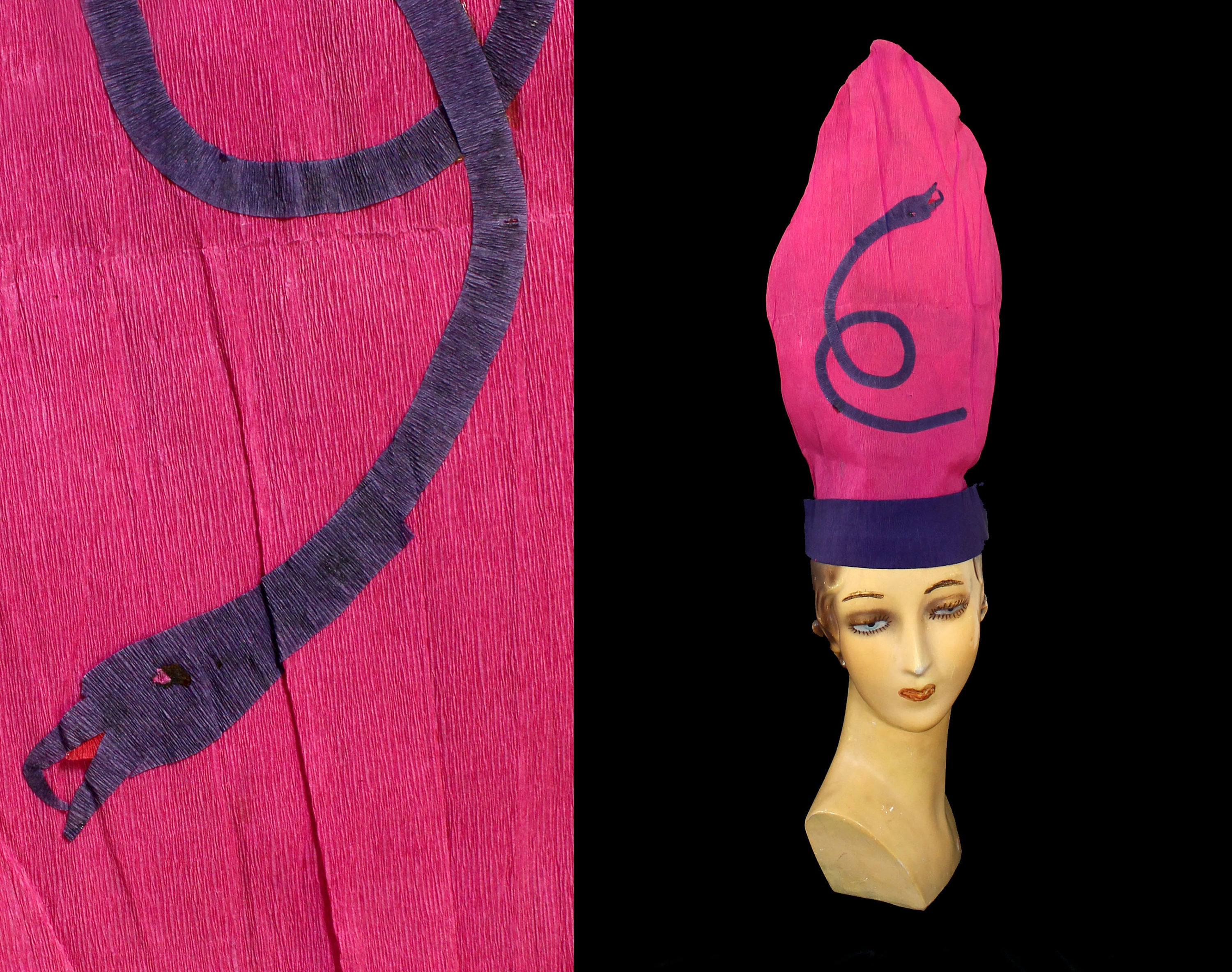 1920s Hat / 20s SERPENT Snake Crepe Party Hat / Antique | Etsy