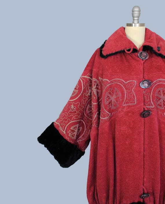 RARE 1920s Coat / Late 1910s Early 20s Red Mohair Coc… - Gem
