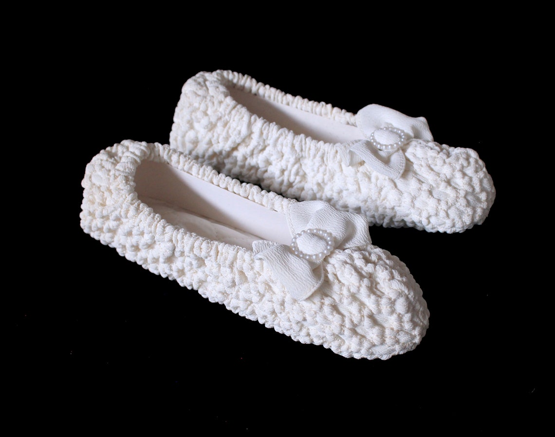 RARE Burial Shoes / 1940s WHITE Crepe Funeral Death Slippers - Etsy